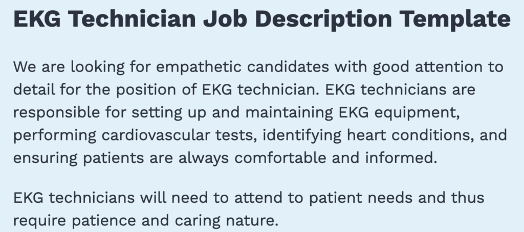 EKG Technician Job Description | Template,Responsibilities & Skills